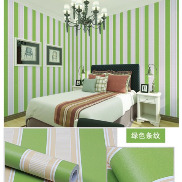 Jual Wallpaper Dinding Wallpaper Salur Garis Hijau 8m,s/d 9m Lebar | Shopee Indonesia