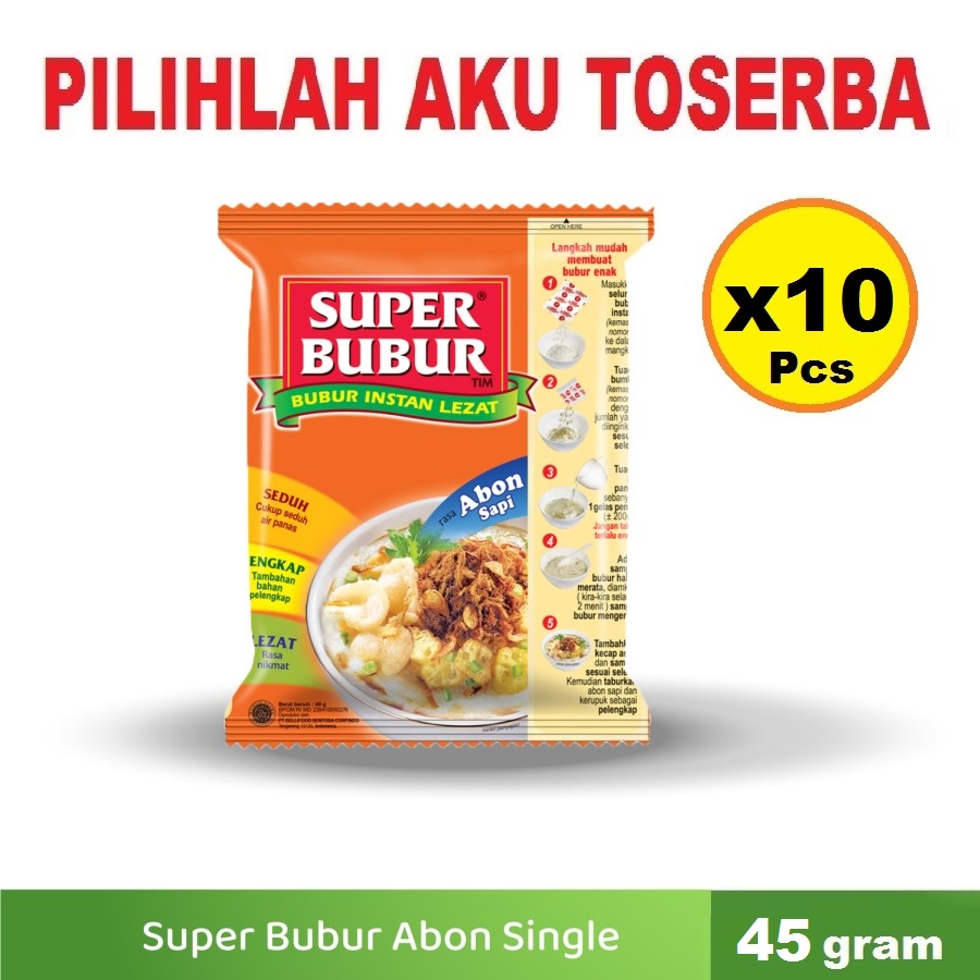 Jual Super Bubur Rasa Abon Sapi @45 Gr - (HARGA PAKET ISI 10 Pcs ...