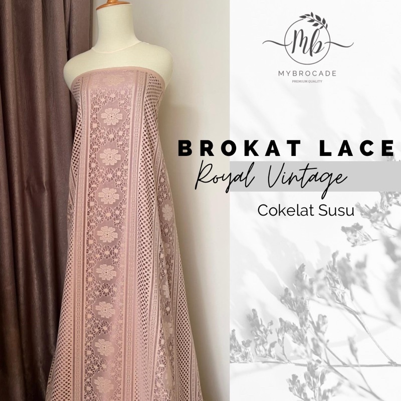 Jual Bahan Kain Brokat Lace Royal Vintage Mewah Warna Coklat Cokelat ...