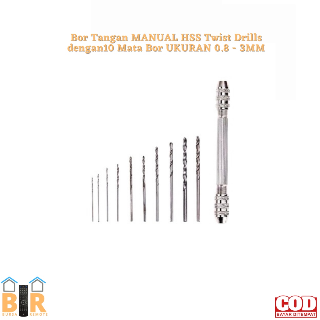 Jual Bor Tangan MANUAL HSS Twist Drills dengan10 Mata Bor UKURAN 0.8 ...
