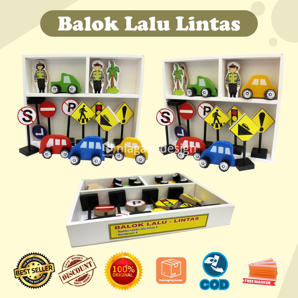 Jual Mainan Edukasi Anak Balok Kayu : Rambu Lalu Lintas Ukuran Box ...