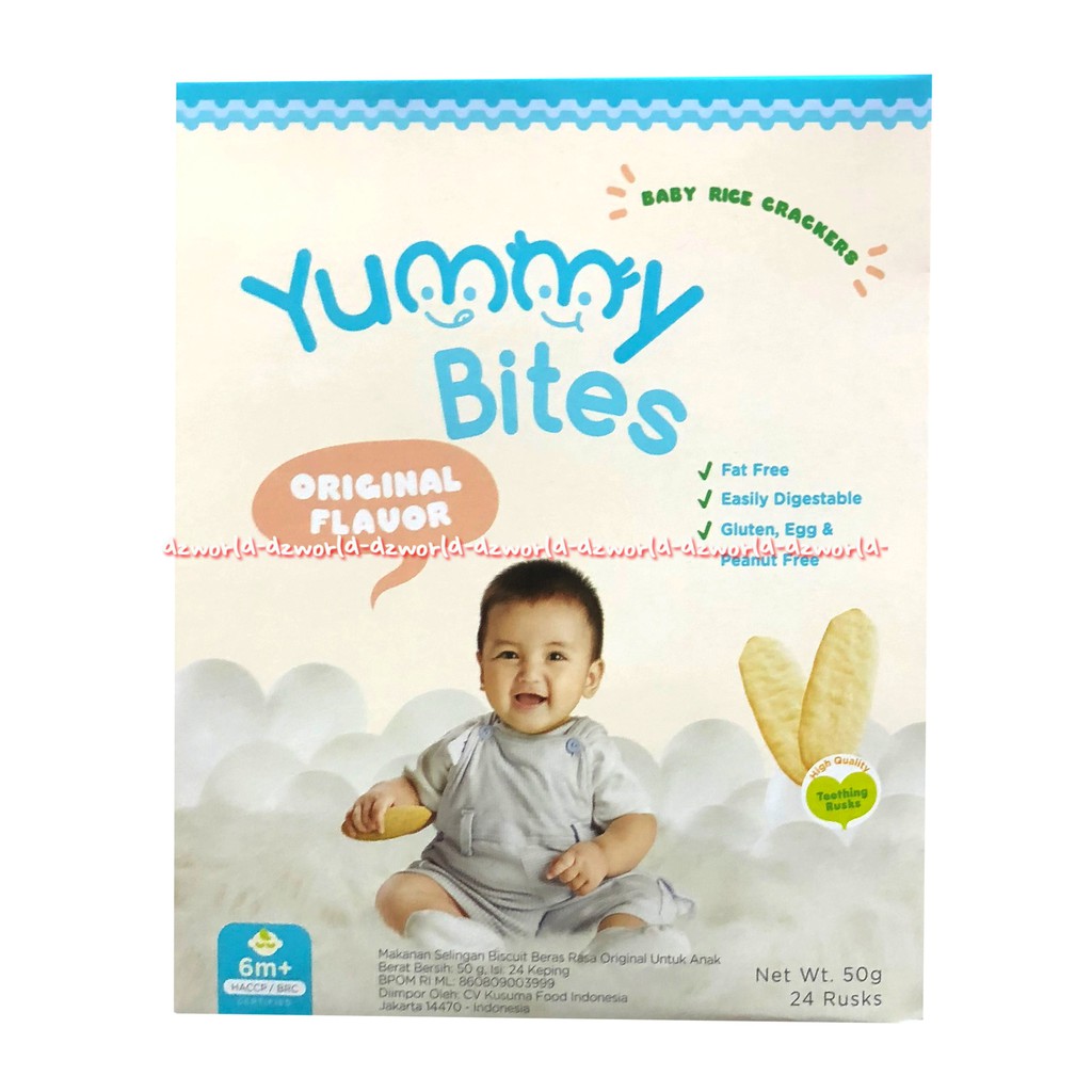 Jual Yummy Bites Original Flavour Baby Rice Crackers Biskuit Bayi 50gr ...