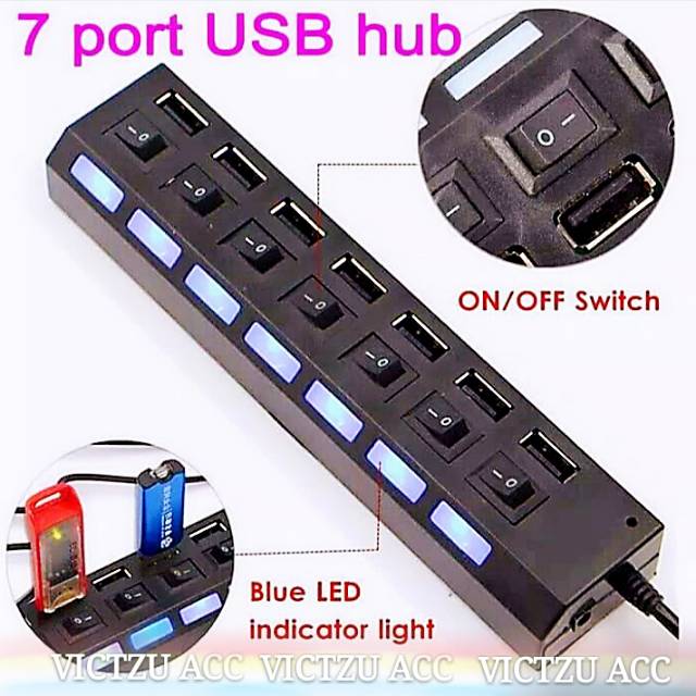 Jual USB Hub 7 Port USB High Speed Transfer Terminal Adapter Switch Hub ...