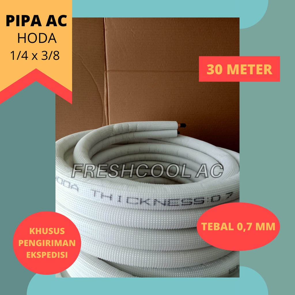 Jual PIPA AC HODA 1/4 X 3/8 UTK AC 1/2 PK - 1 PK (30 METER) TEBAL 0,7 MM | Shopee Indonesia