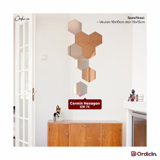 Jual Hexagon Mirror Cermin Hexagonal Kaca Hexagonal Stiker Cermin ...