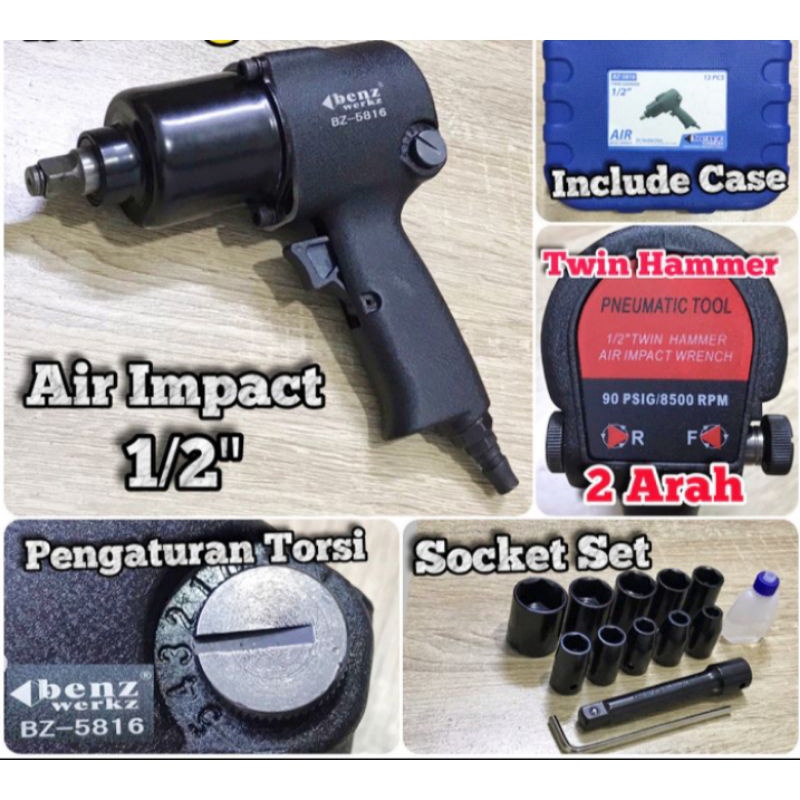 Jual Air Impact Wrench Set 1/2 Inch Bor Impact Alat Buka Baut | Shopee ...