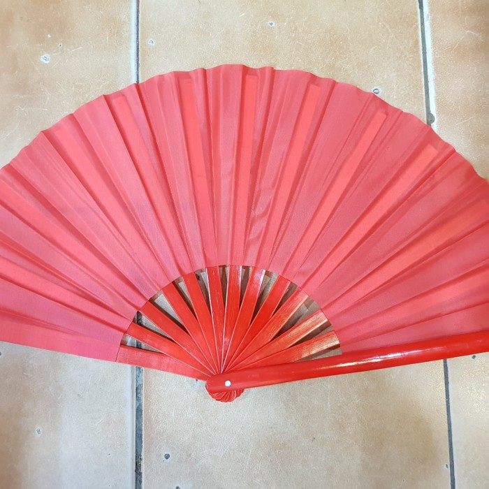 Jual Pernikahan-Souvenir- Kipas Kayu Kain Kuning Merah 30 Cm Polos ...