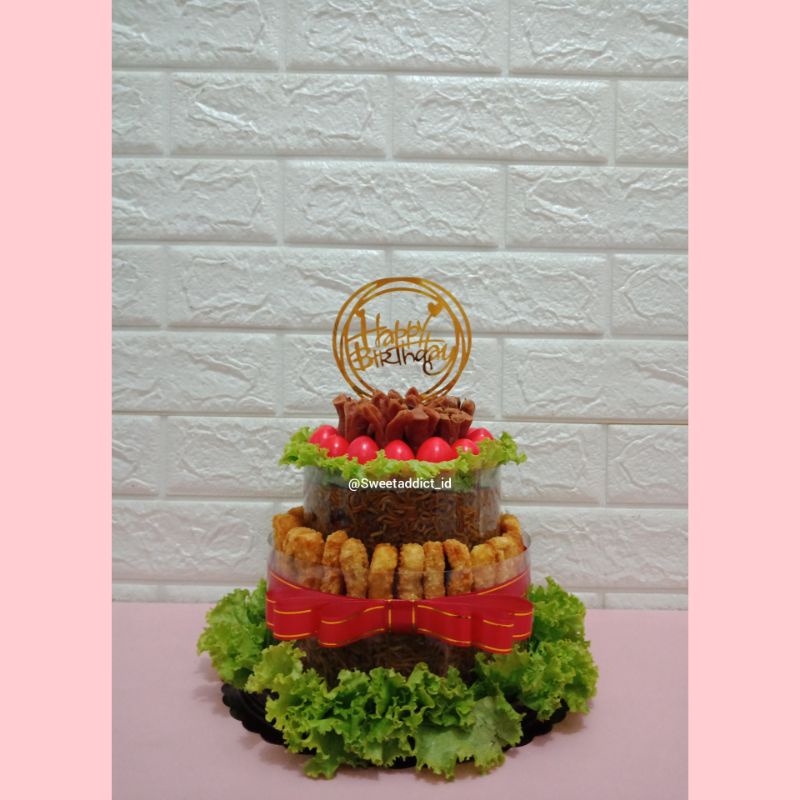 Jual [BISA UNTUK HARI H] noodle cake 2 tingkat / kue mie / mie ulang tahun / mie cake / mi ultah ...