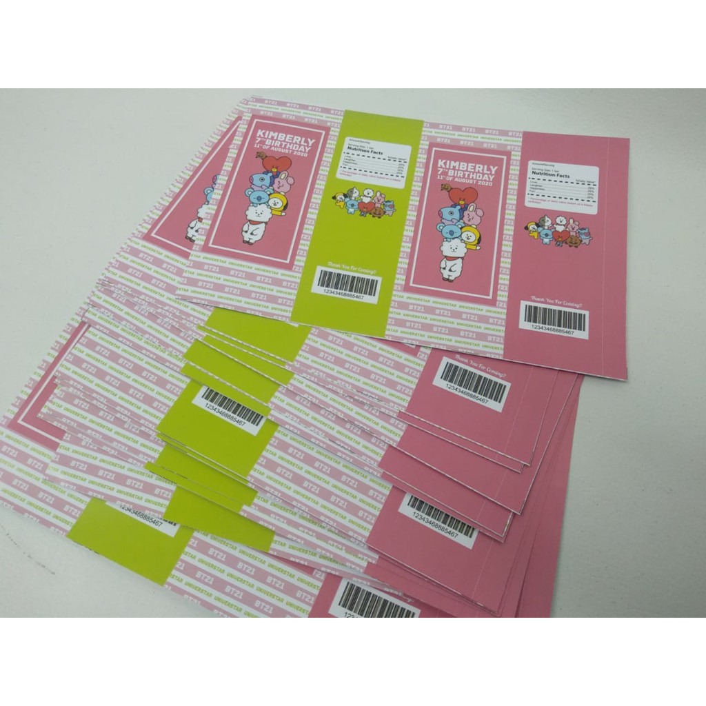Jual Label Susu Kotak Custom Tema BT21 | Shopee Indonesia