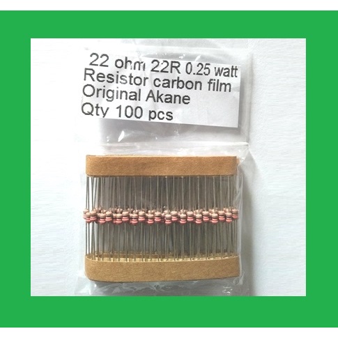 Jual Qty 100 pcs 22 ohm 22R 0.25 watt Resistor carbon film Original ...