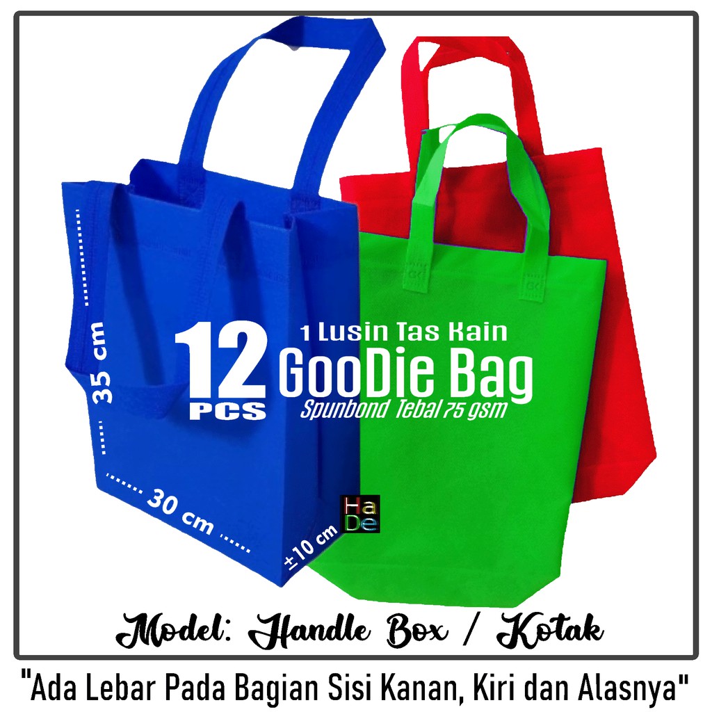 Jual 1 Pack Tas Kain Spunbond Goodie Bag Jumbo, Besar / Kecil Ukuran ...