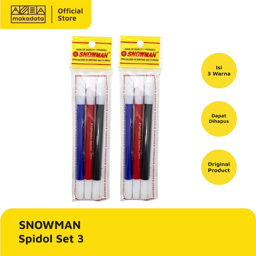 Jual SPIDOL KECIL SNOWMAN 1 SET ISI 3 WARNA MURAH | Shopee Indonesia
