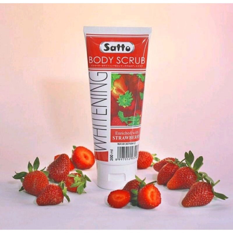 Jual SATTO Body Scrub Whitening Strawbery 200 ML | Shopee Indonesia