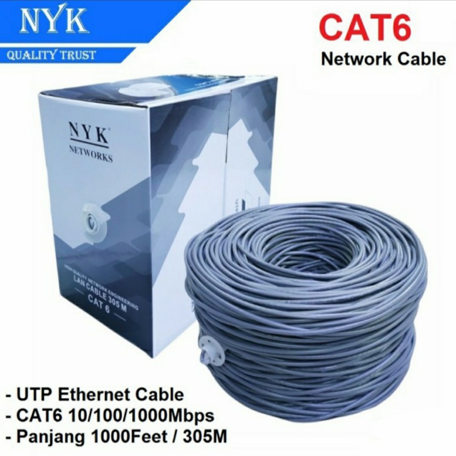 Jual NYK Kabel Lan UTP RJ45 Cat6 Internet Ethernet Cable 305M | Shopee Indonesia