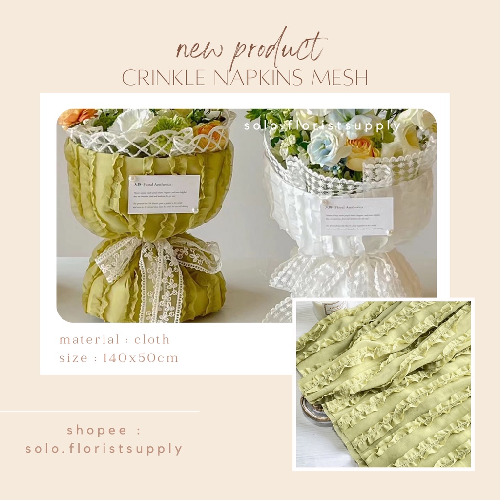 Jual 150X50CM CRINKLE NAPKINS MESH WRAPPNG FLOWER bahan kain tweed ...