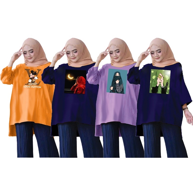 Jual Tunik Terbaru Muslim Xxl Bahan Babyterry Mickey Jumbo Q6O8 Tunik ...