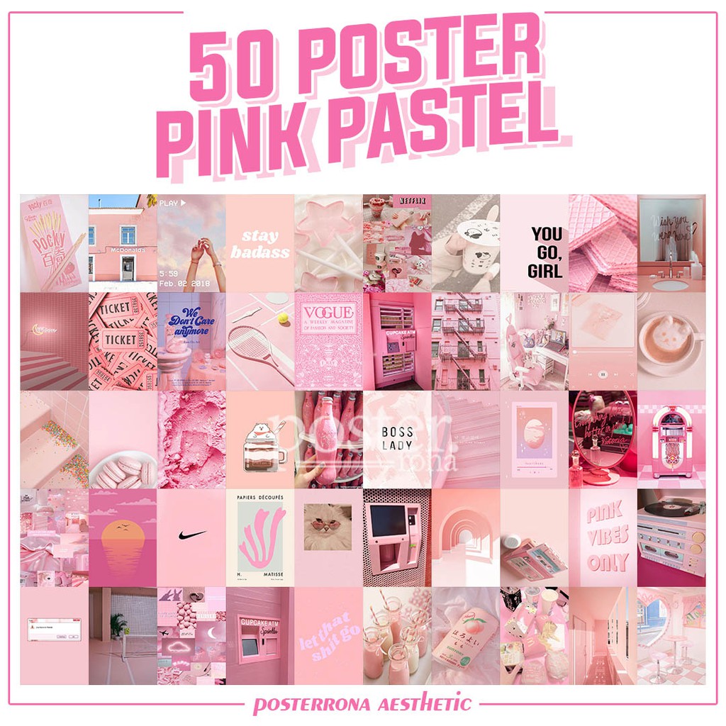 Jual 50 Lembar Poster Dinding Pink Pastel aesthetic | Shopee Indonesia