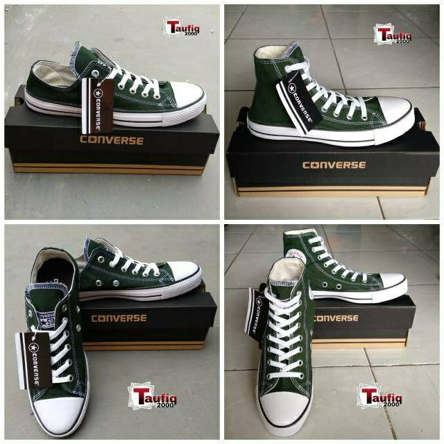 Jual Sepatu Converse All Star Hijau Army+Box Converse | Shopee Indonesia