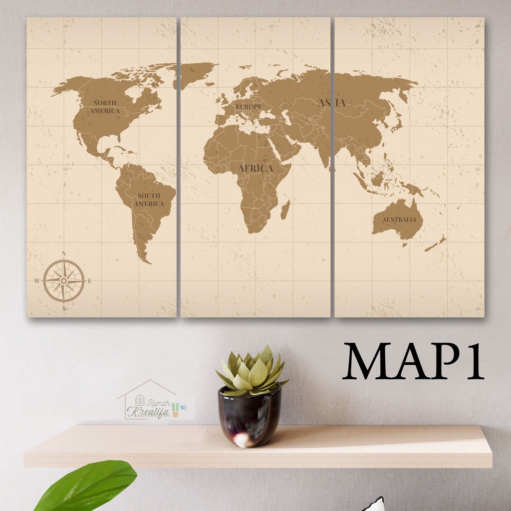 Jual Hiasan DInding Kamar Dekorasi Rumah Pajangan World Map Peta Dunia ...