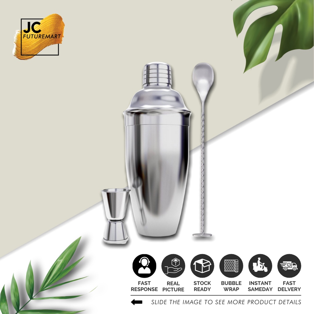 Jual Cocktail Shaker 550Ml & 720Ml - Koktail Set Bar Spoon & Jigger | Shopee Indonesia