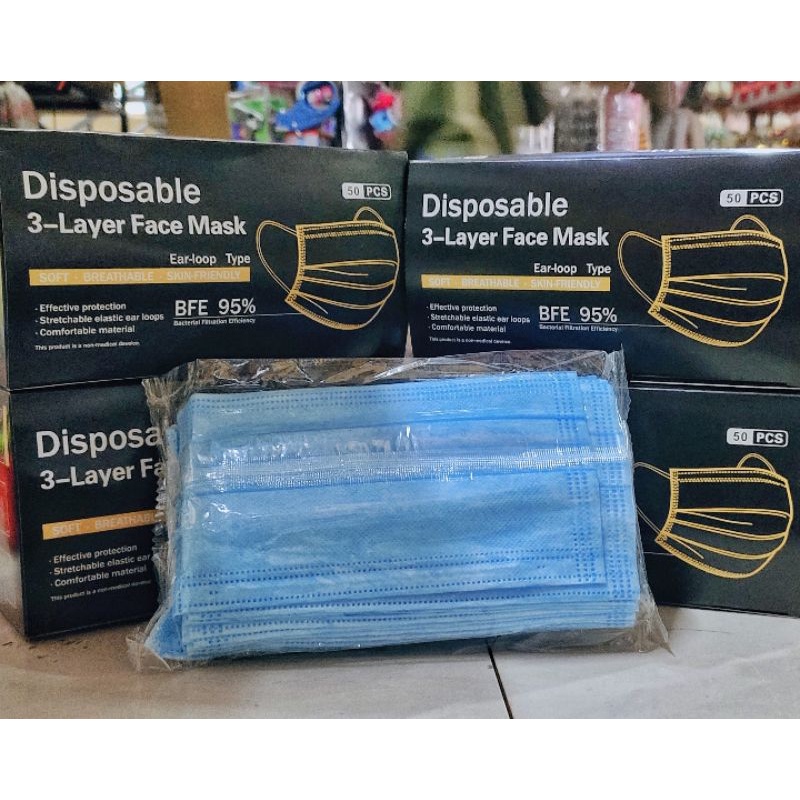Jual masker 3ply isi 50pcs/Masker Sekali pakai/Masker non medis ...