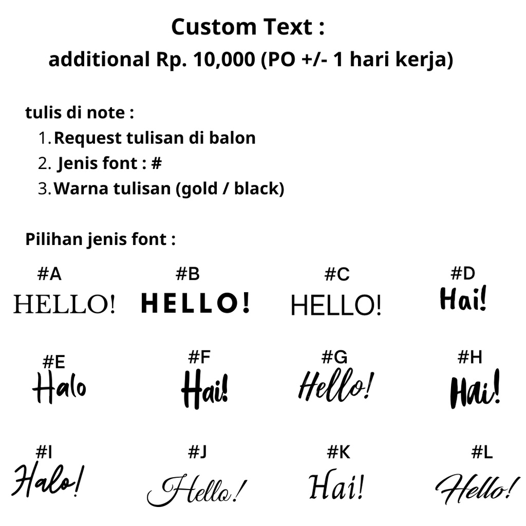 Jual Additional = Custom Text tulisan | Shopee Indonesia