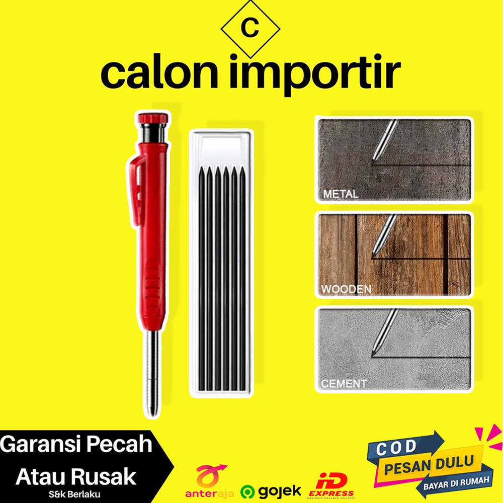 Jual Pensil Refill Solid Carpenter Marking Pencil with Refill Pensil ...
