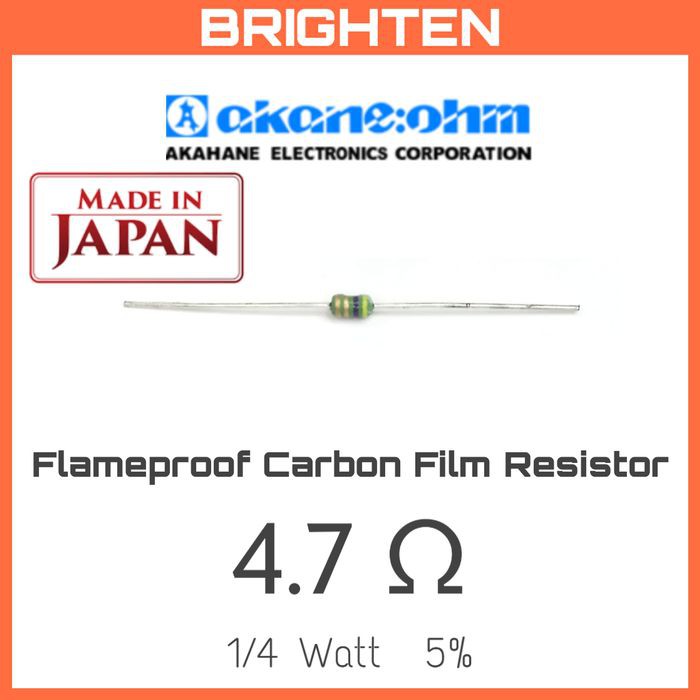 Jual Resistor 4.7 ohm 1/4 Watt 5% 4R7 4.7ohm Flameproof Carbon Resistor ...
