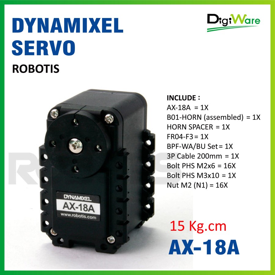 Jual Dynamixel AX-18A, 3P cable, bolt/nut set | Shopee Indonesia