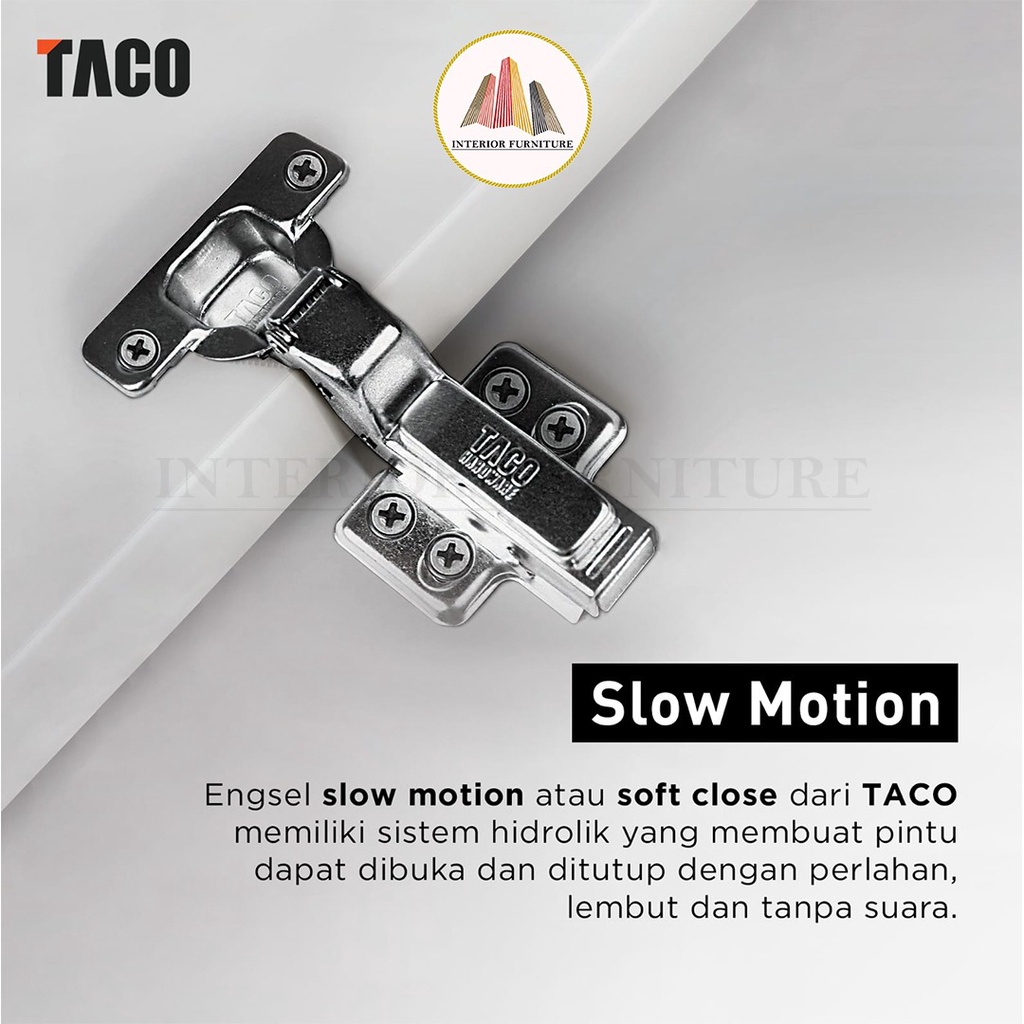 Jual Engsel Lemari Engsel Sendok 35 MM Slow Motion Taco ET-01 Hydraulic ...