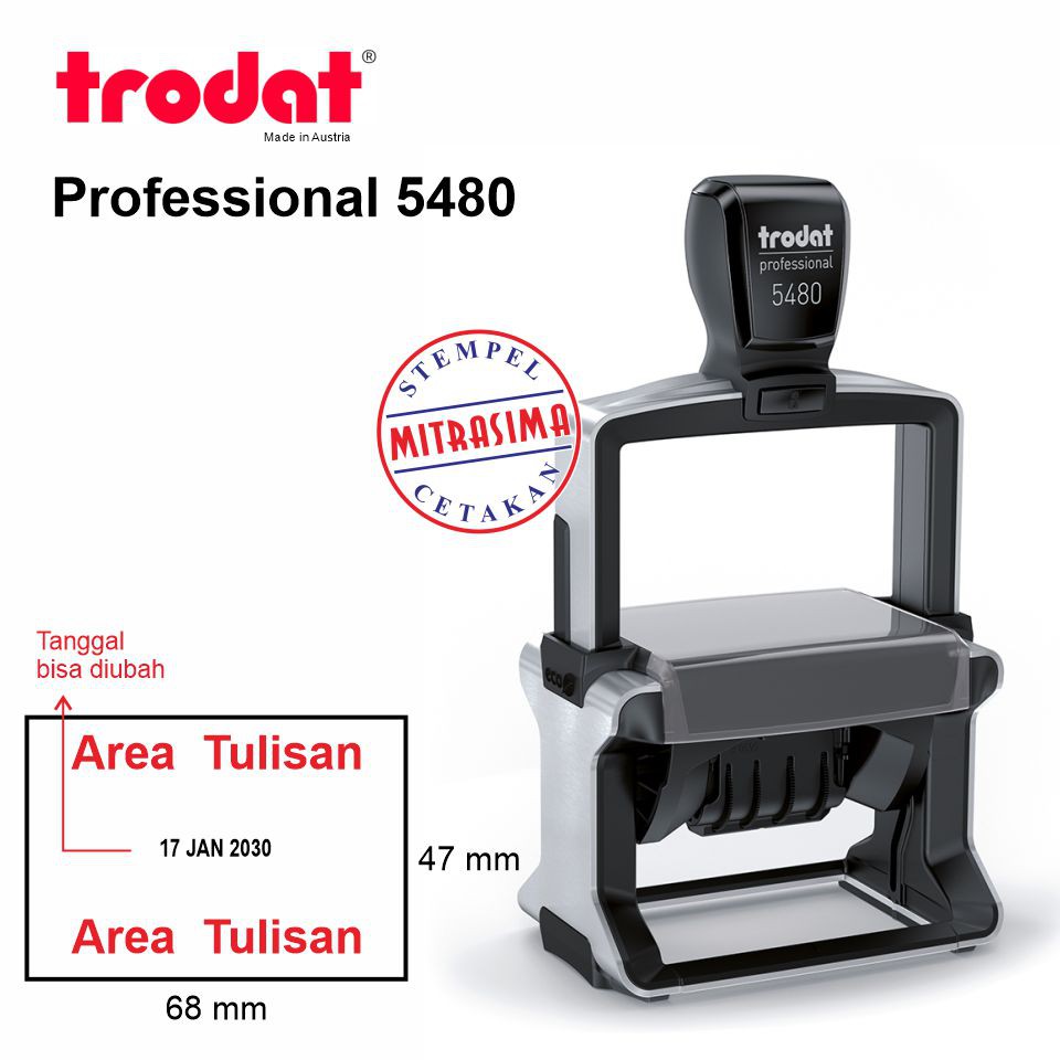 Jual Stempel Trodat 5480 - Trodat Professional Model Persegi dengan Tanggal | Shopee Indonesia