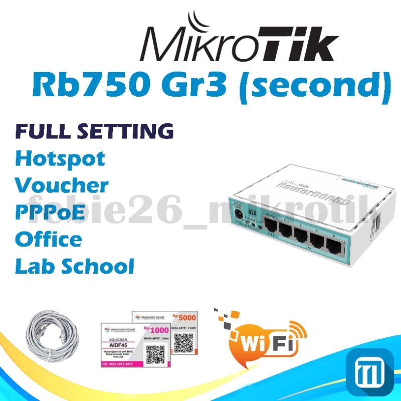 Jual MikroTik RB750 Gr3 Full Setting Hotspot Voucher PPPoE Server RT RW ...