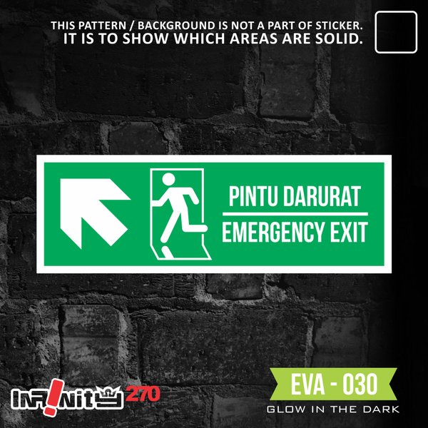 Jual EVA-030 sticker stiker safety sign jalur evakuasi emergency exit ...