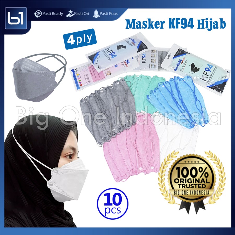 Jual BEST SELLER KF94 4 Ply Hijab isi 10 Pcs Warna, Masker We Care KF 94 4 ply Headloop, Korea ...