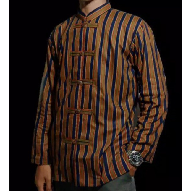 Jual Baju Surjan Lurik Hitam Putih Batik Pria Baju Adat Jawa Baju Lurik Jawa Lurik Jawa Surjan ...