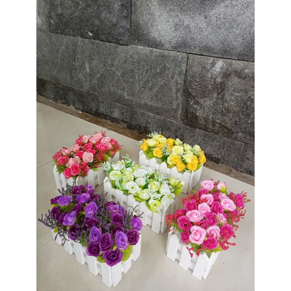 Jual (COD) BUNGA PAGAR MAWAR ARTIFICIAL 16CM x 8CM x 11CM | Shopee ...