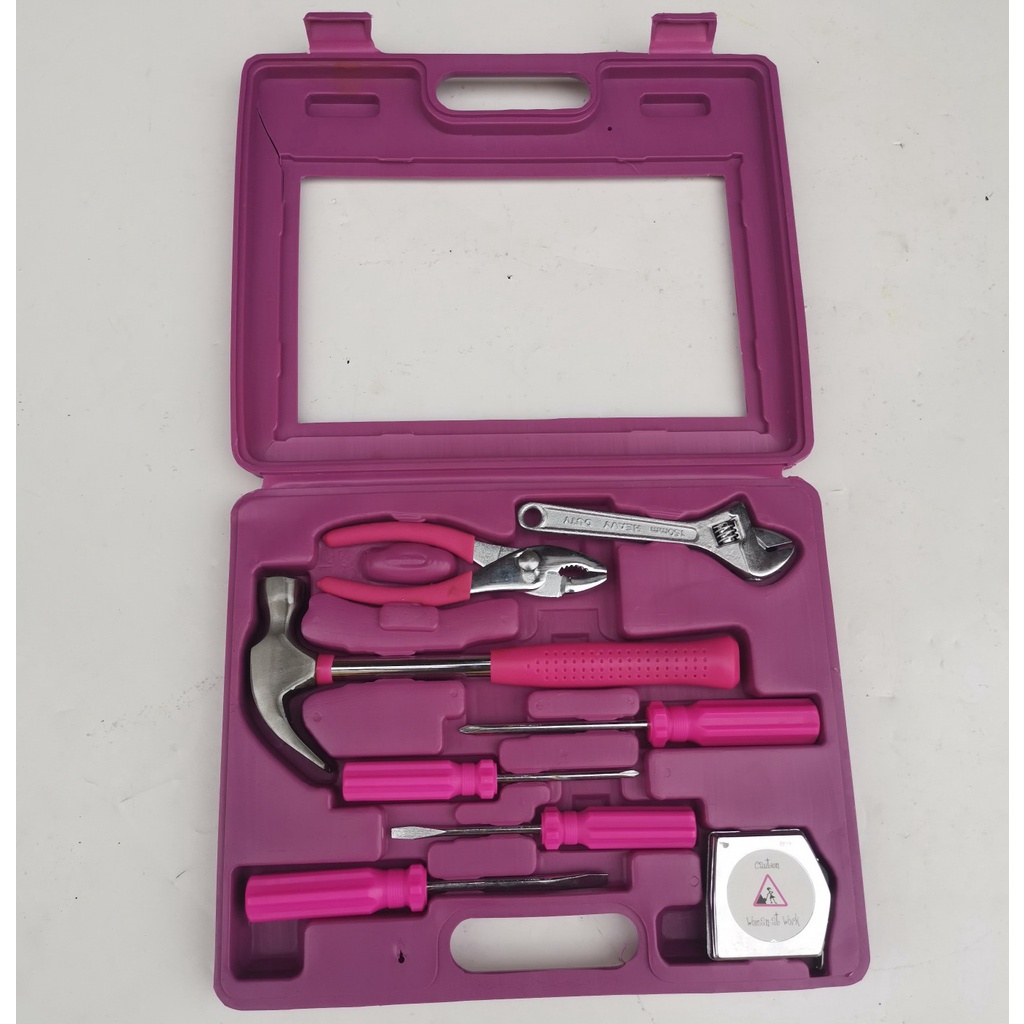 Jual TOOL KIT PERKAKAS SET 8 PCS KOPER PINK PROMO TANG OBENG METERAN ...