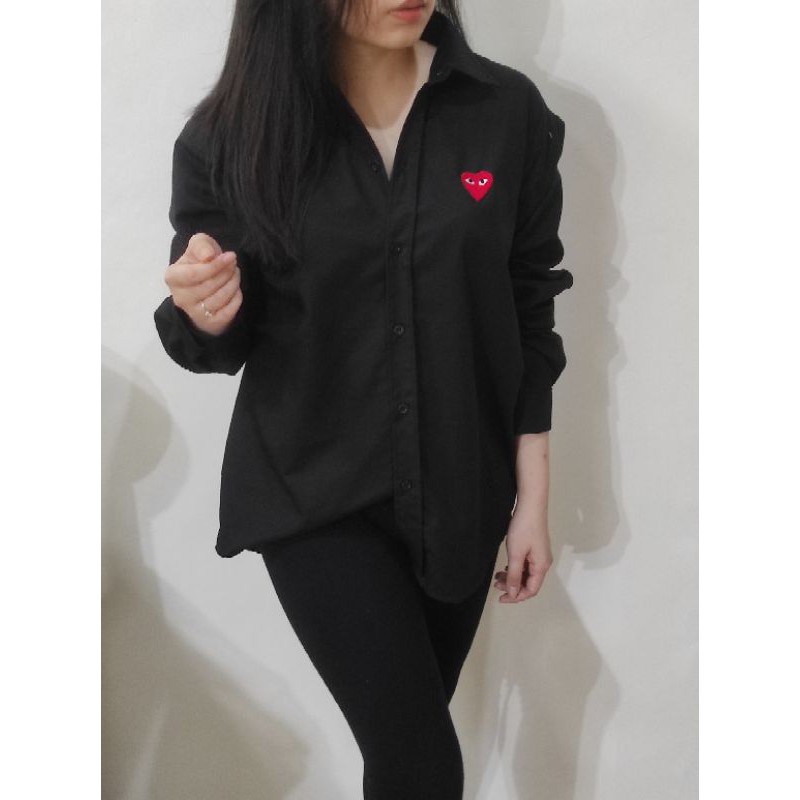 Jual Kemeja CDG PLAY Hitam SHIRT BLACK Heart Hati (READYSTOCK) | Shopee ...