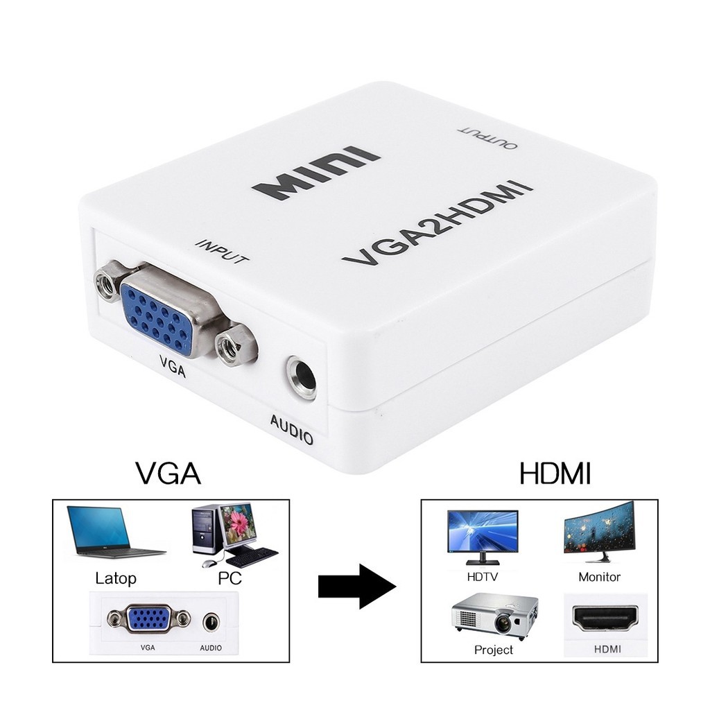 Jual Converter VGA To HDMI VGA2HDMI Mini Adapter HD Video 1080P ...