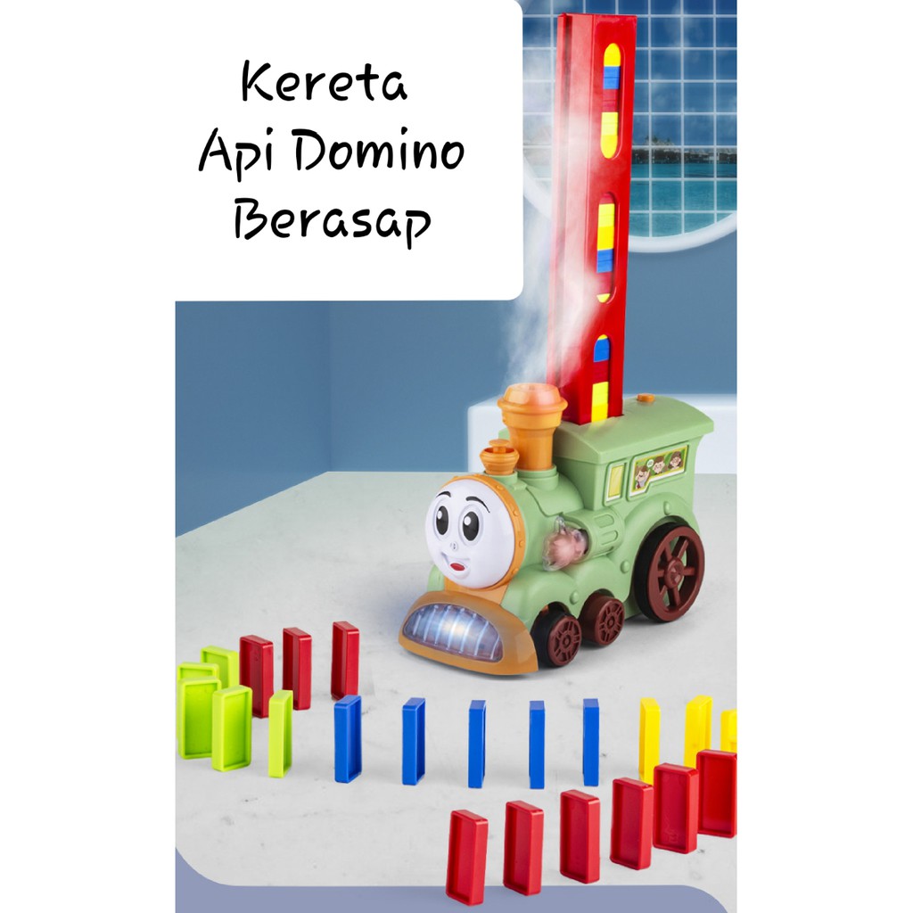 Jual Mainan Kereta Api Susun Domino Automatic Belampu Dan Berasap / Automatic Domino Train ...