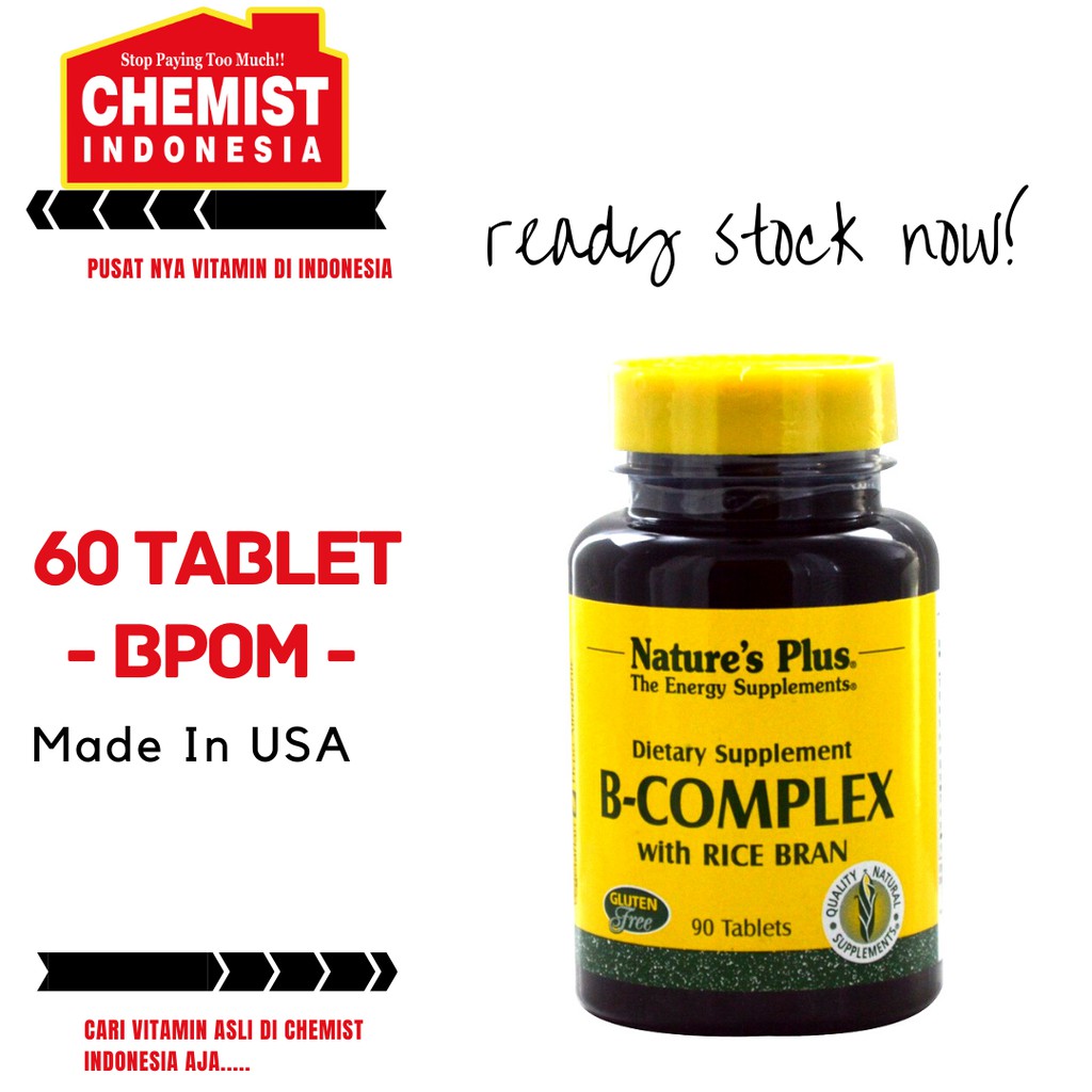 Jual Nature's Plus B Complex w/ Rice Bran 60 Tablet | Shopee Indonesia