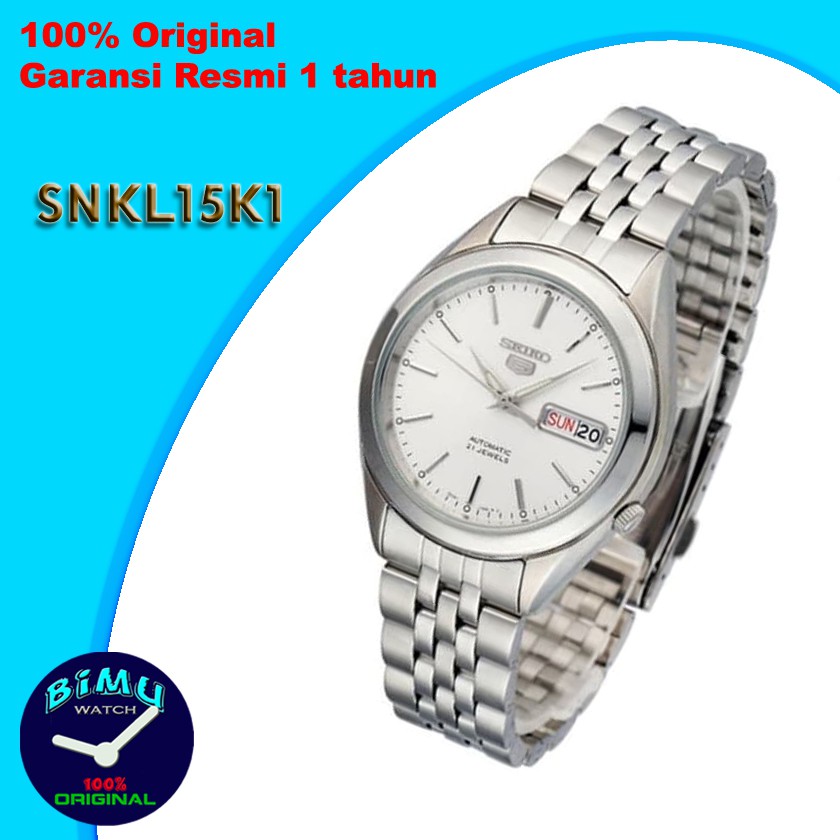 Jual Seiko 5 SNKL15K1 Automatic Full Silver | Jam Pria SNKL15 | Shopee ...