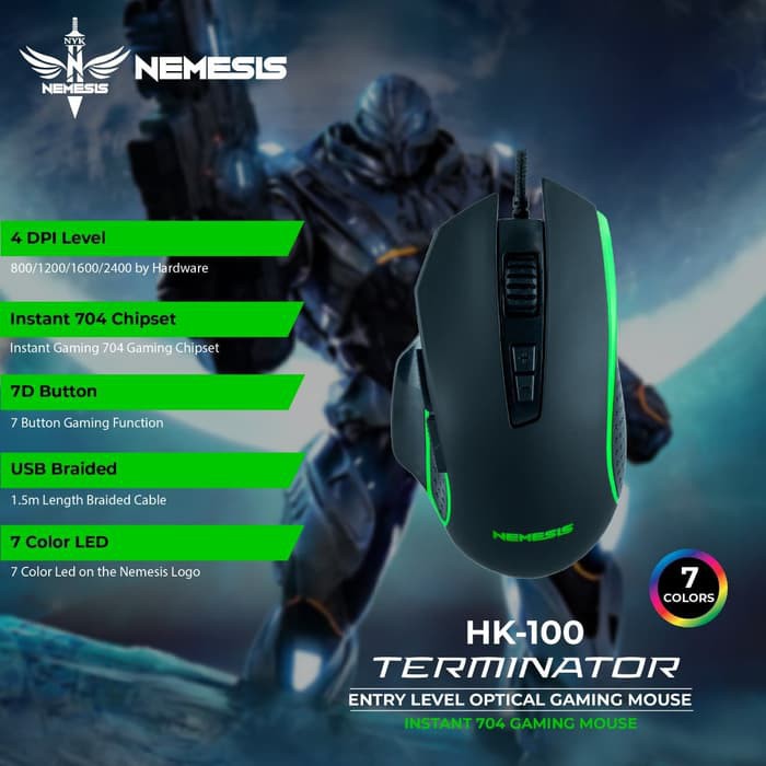 Jual NYK Nemesis HK-100 Mouse Gaming RGB Terminator | Shopee Indonesia
