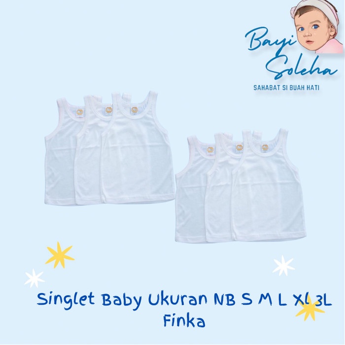Jual Finka Singlet Baby Putih Polos NB/XXL (1 bks = 6 pcs) | Shopee ...