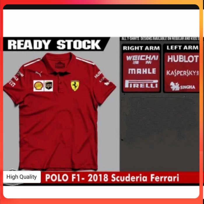 Jual tshirt baju kaos Kerah Mobil Ferrari Scuderia Formula 1 F1 - High ...