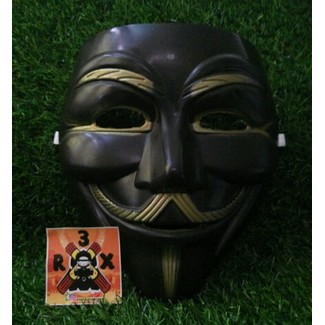 Jual Topeng Mask Anonymous Black Gold Vendetta Guys Fawkes Halloween ...