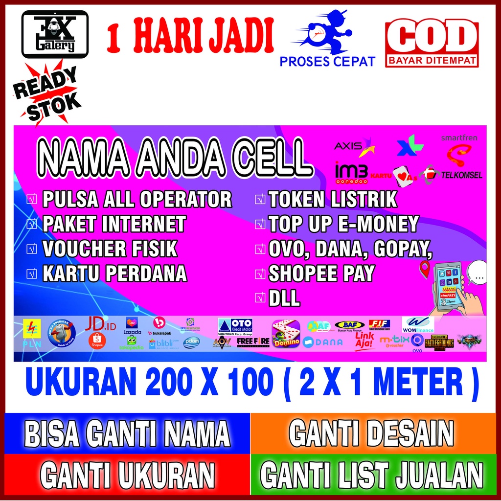 Jual (TERMURAH) SPANDUK BANNER KONTER, TOP UP GAME, SPANDUK GAME ...