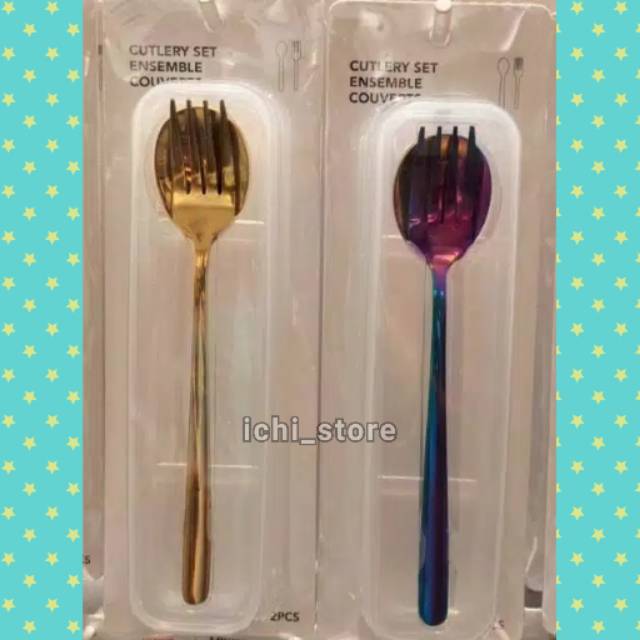 Jual Sendok Makan Garpu 1 set + Case Miniso | Cutlery Set Miniso ...