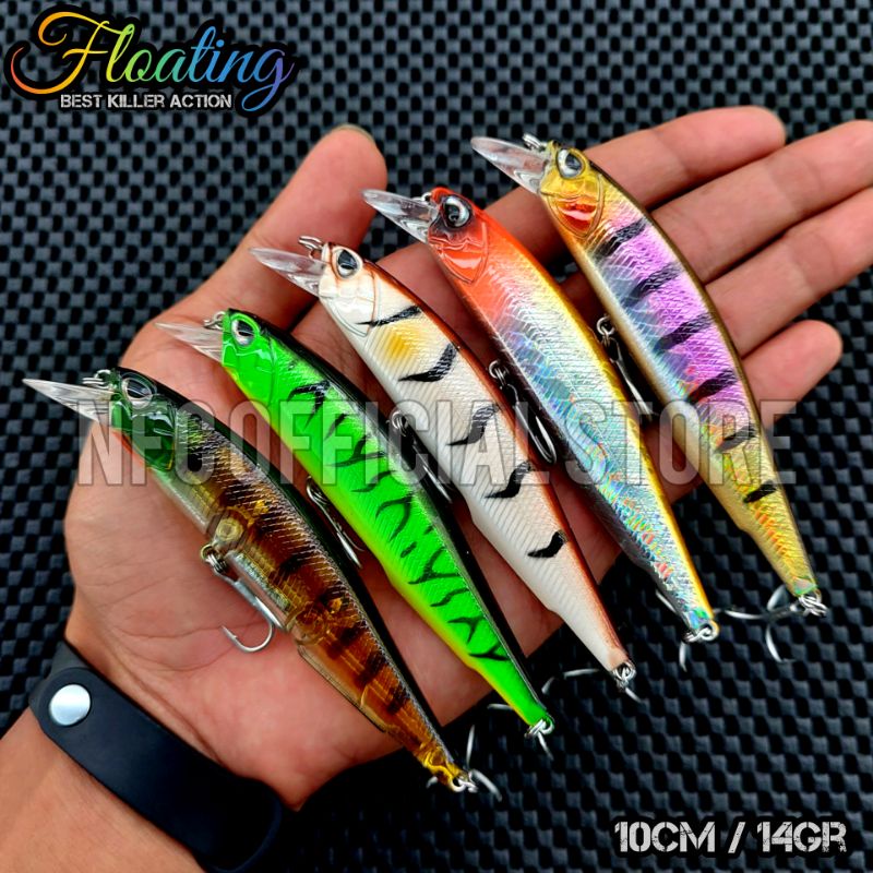 Jual Lure minnow floating 10 cm 14 gram LONG CAST Best Killer Action ...
