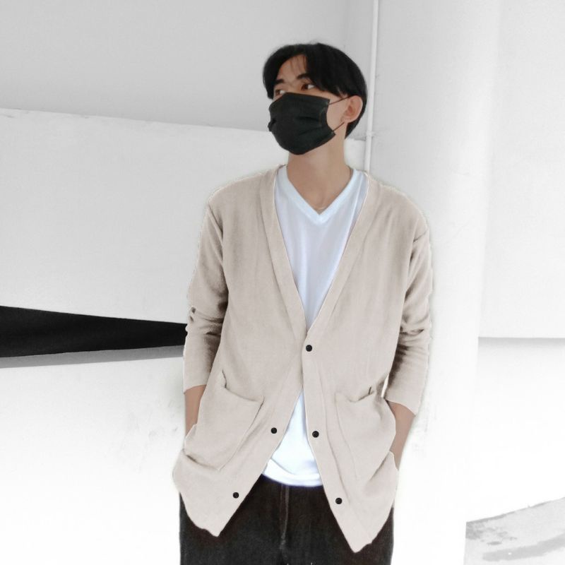 Jual Outwear Cardigan Pria Flece Outwear Kancing Tebal Kardigan Kancing ...